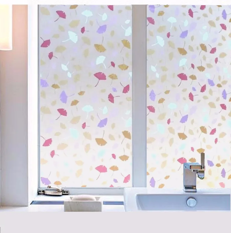 Color Autumn Leaves Printed PVC Decorative Frosted Glass