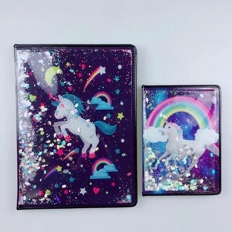 PVC Cover Gel Liquid Glitter Shaking Notepad for Students
