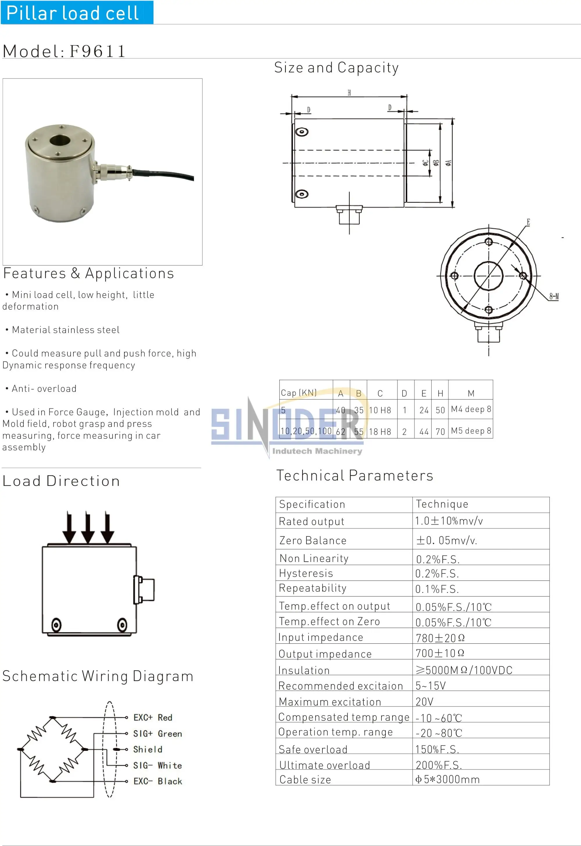 Stainless Steel Column Load Cell 10kn 20kn 50kn 100kn - Buy Stainless ...