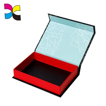 Custom Design Strong Rigid Hardcover Sturdy Box Flapped Book Shape Box ...