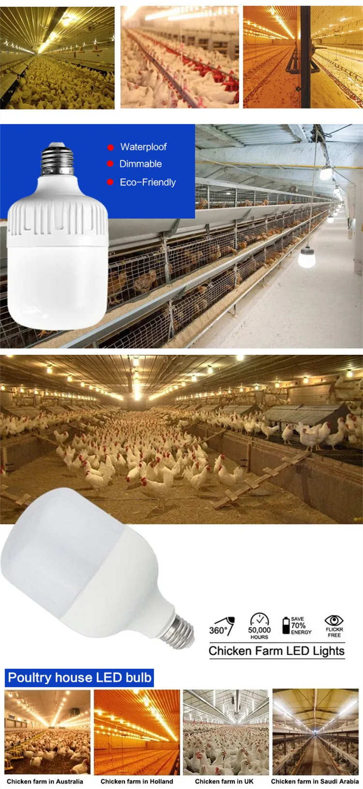 Dimmable Led Poultry Farming Bulb 15w Broiler Farm Lights - Buy ...