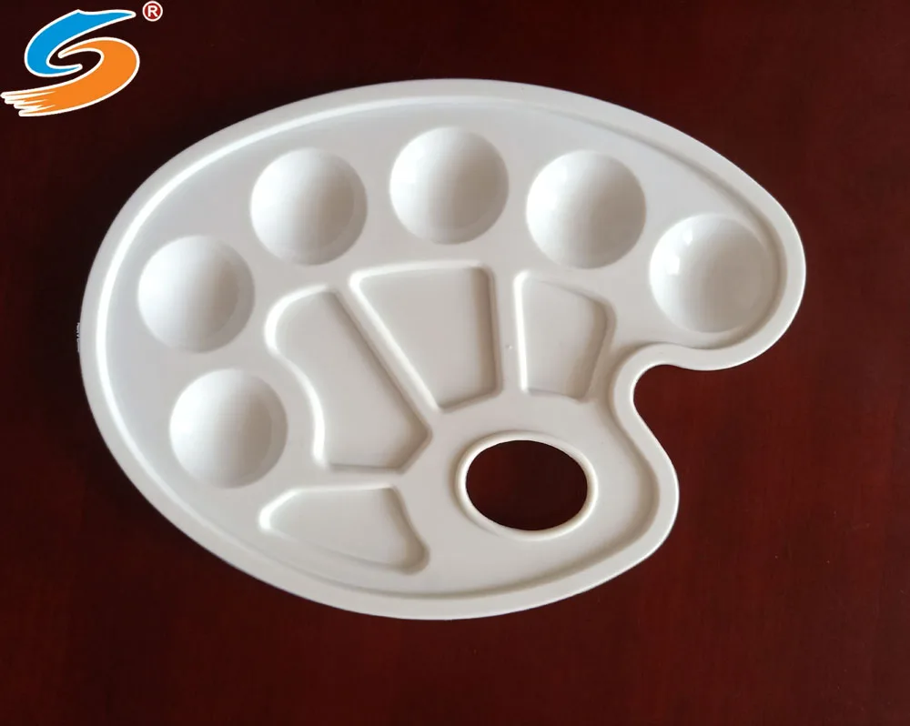 White Plastic Palette with 6 Holes for Art Painting