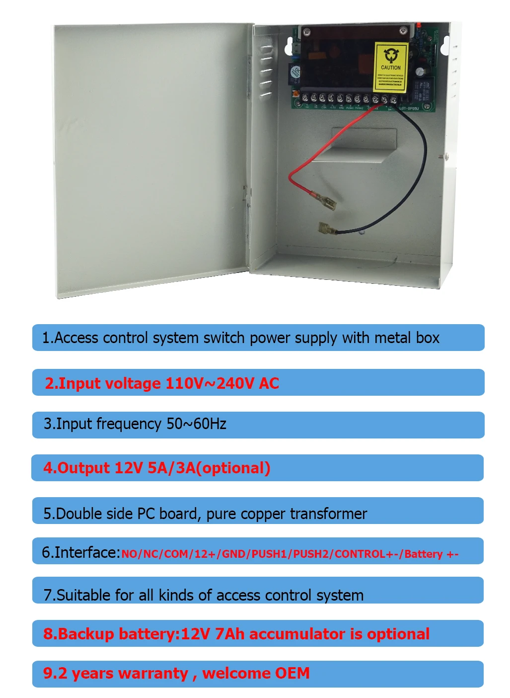 Dc 12v Metal Box Switching Power Supply For Access Control 110-240v ...