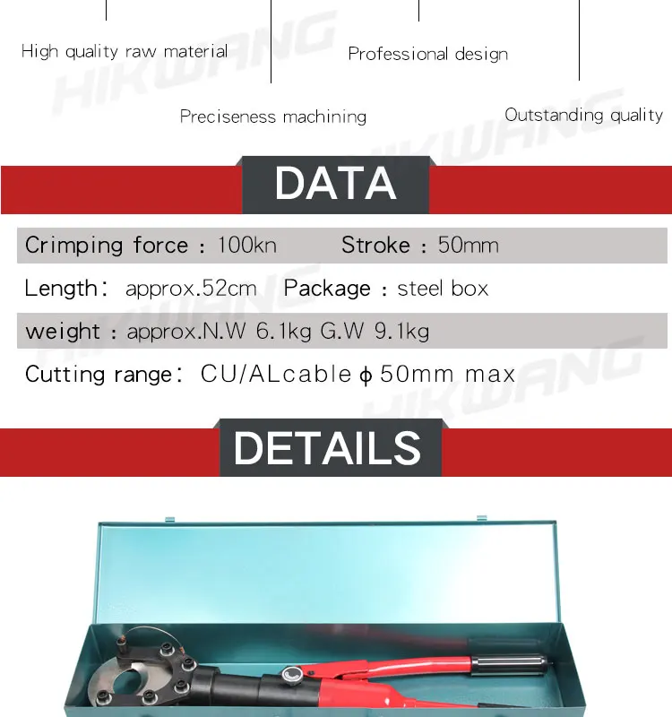 Two Stage Cc-50a Hydraulic Cable Cutter for 300mm CU/AL Cable