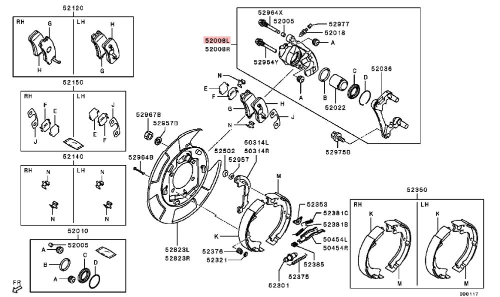 Left Hand Rear Brake Caliper Kit For Mitsubishi Outlander Lancer/colt ...