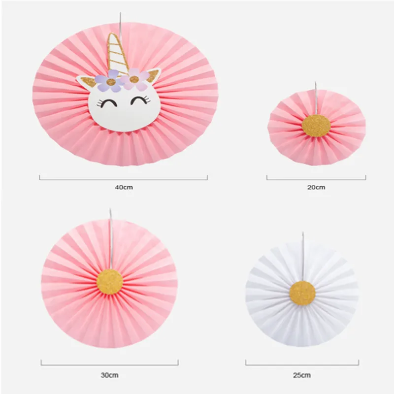 8pcs Unicorn Paper Fans Unicorn Hanging Party Fans For Birthday Party ...