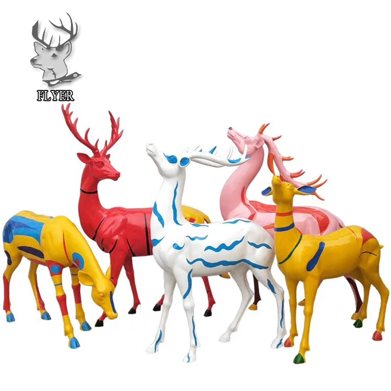 Garden Life Size Resin Animal Sculpture Resin Sika Large Christmas Deer ...