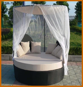 Round Wicker Daybed With Mosquito Net Aluminum Frame - Buy Wicker ...