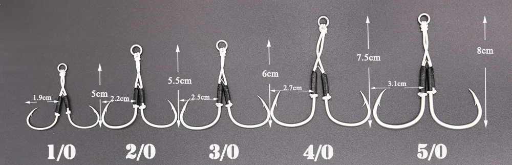 Jigging Assist Hooks 1/0 2/0 3/0 4/0 5/0 Saltwater Fishing Hook With ...