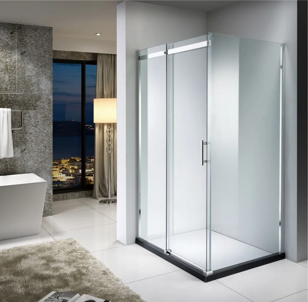 Framed 2 Sided Glass Shower Enclosure - Sliding Shower Wall Panels in ...