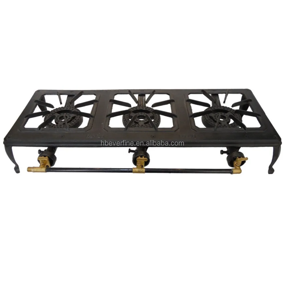 Triple Burner Outdoor Gas Cooker with Cast Iron Frame