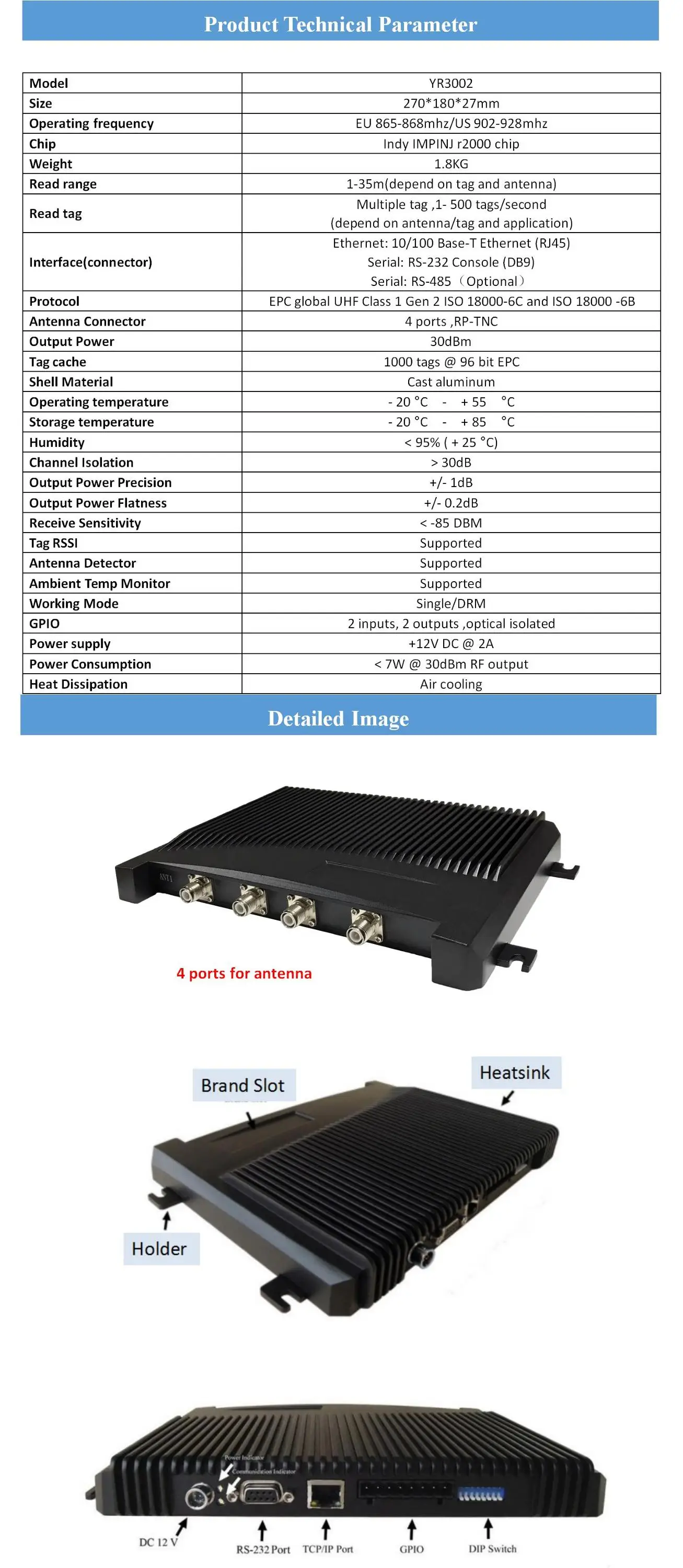 Access Reader 4ports Impinj R2000 Long Range Uhf Rfid Reader Rs232 For ...