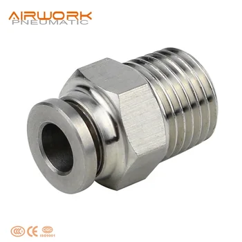 Pc 6mm Male Straight Stainless Steel Push In Air Airfit Pneumatic ...