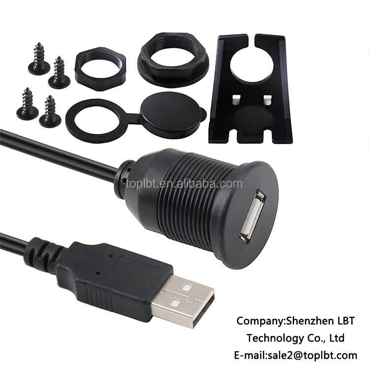 Aux Flush Panel Mount Extension Cable Usb 2.0 Male To Female Lbt 1m/2m ...