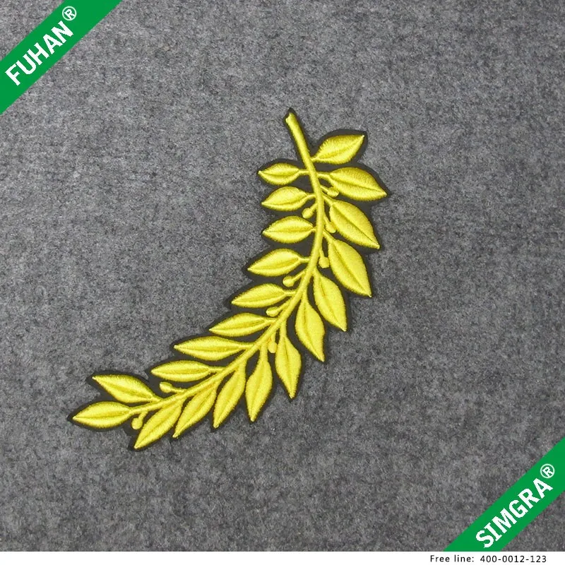 Newest Design Machine Made Gold Leaf Embroidery Bullion Wire Badges ...