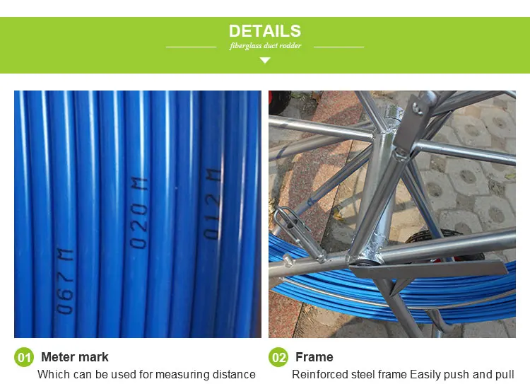 10mm 250m Fiberglass Cable Pulling Duct Rodders,300m Fiber Optic ...