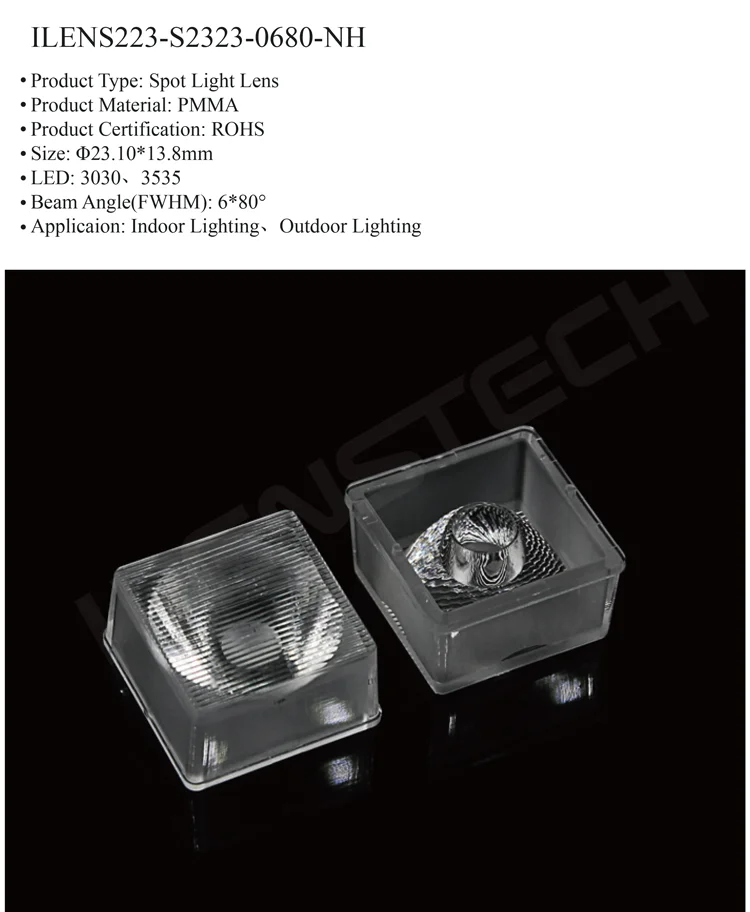 Narrow Linear Beam Led Focusing Lens 23x23mm Square Spotlight Lens ...