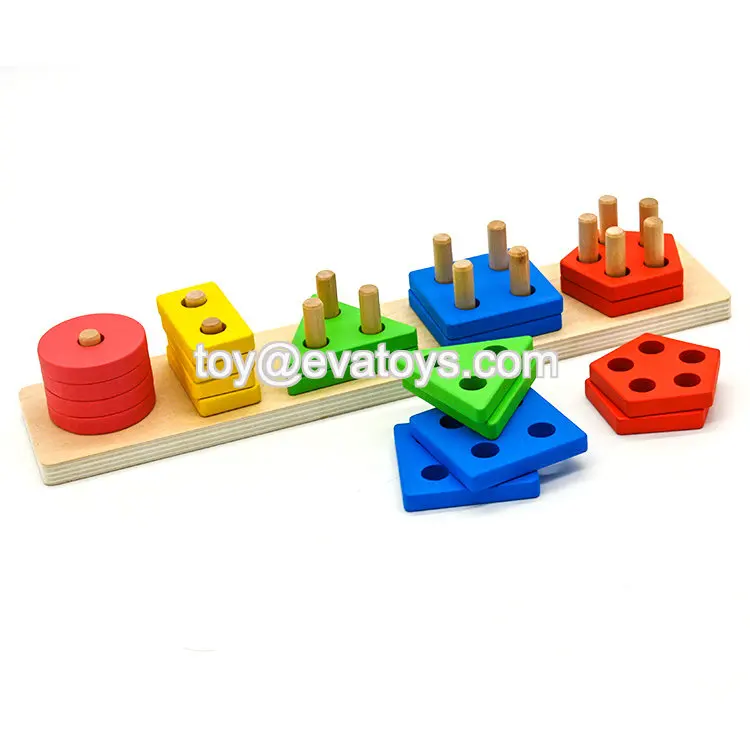 Colorful Geometry Stacking Wooden Shape Blocks For Children Education ...