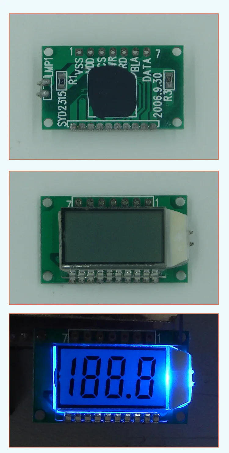 TCC (SYD2315) 自定义单色 lcd 7 段 4 位数 rohs 显示模块 tn lcd 屏幕 ht1621 段 lcd 显示 ...