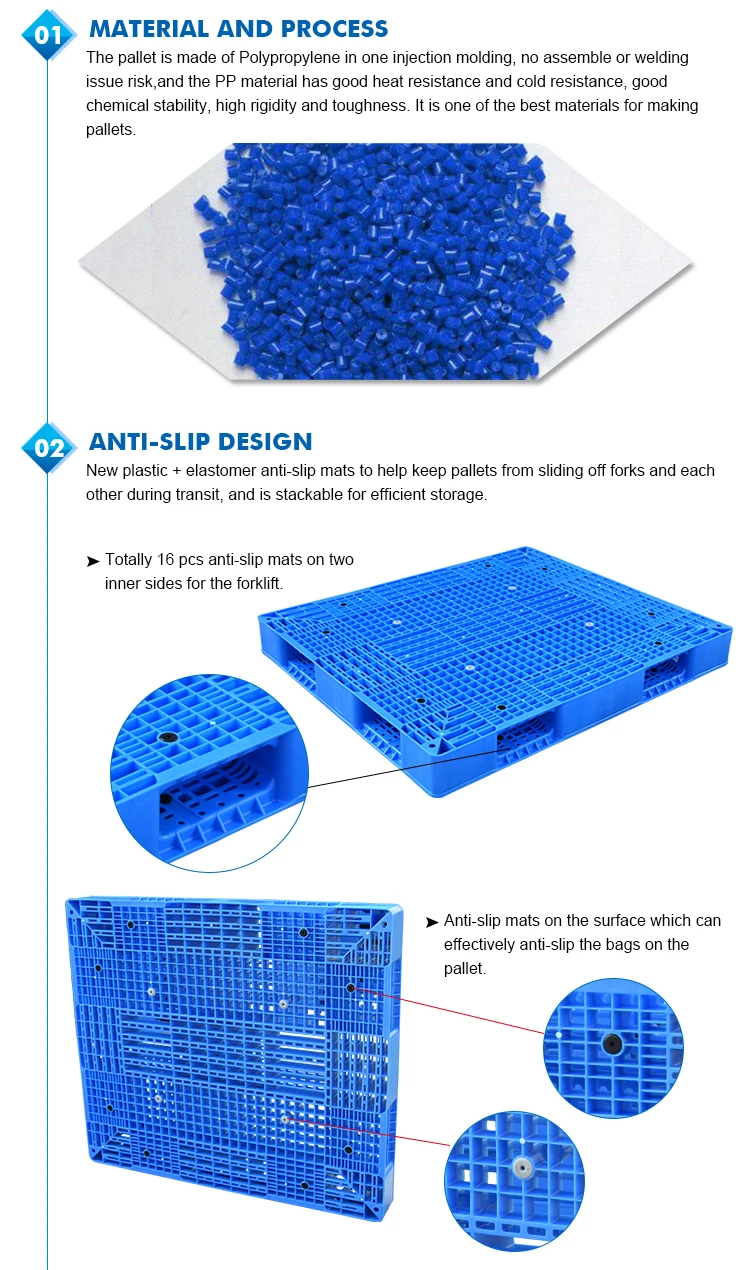 Double Faced Reversible Plastic Pallets for Warehouse Use