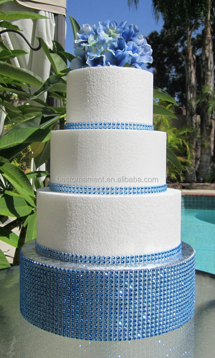 Rhinestone 4" Tall Styrofoam Wedding Cake Stand - Sustainable & Gold