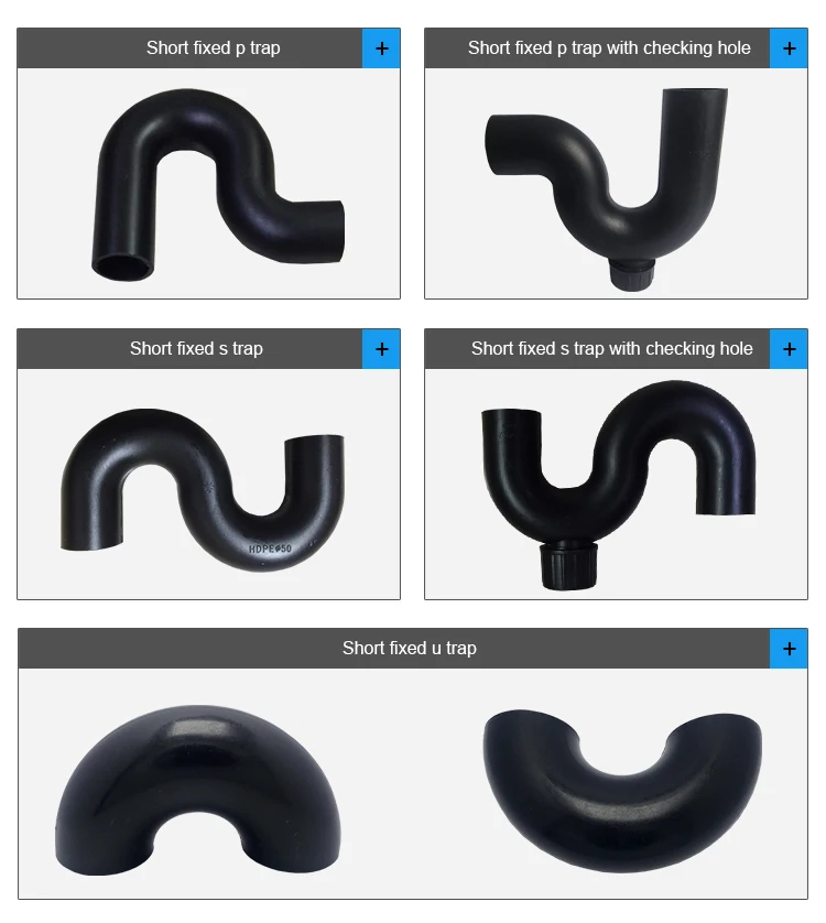 Ce Certificated Black Short Fixed P Trap Pe Pipe Connection Fitting ...