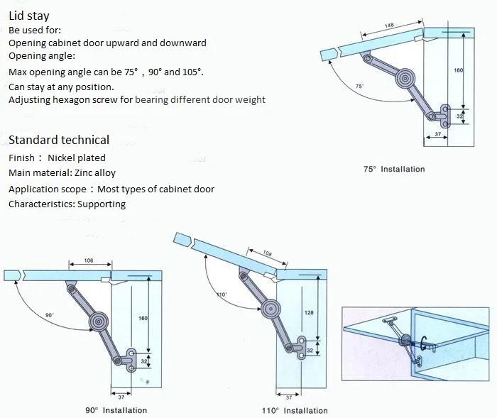 Lift Up Lid Friction Door Cupboard Closet Furniture Lid Flap Stay ...