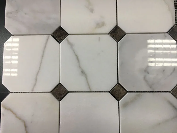Wholesale Carrara White Marble Brown Dot Mosaic Tiles