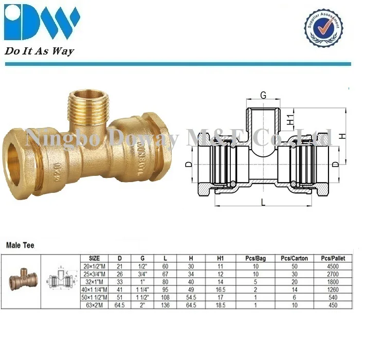 Din 8076 황동 압축 Pe 파이프 피팅 남성 티 Dw620 - Buy 남성 티 피팅 Product on Alibaba.com