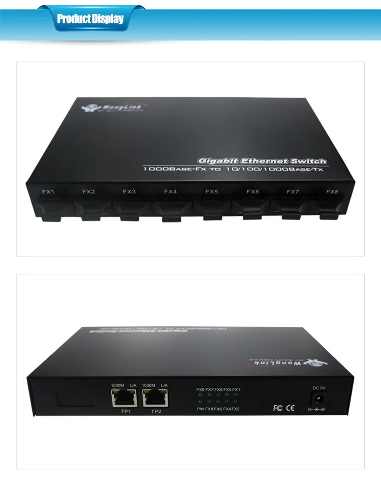 Giabit 1000mbps 8 Fiber Sc Ports +2 Rj45 Ethernet Ports Single Mode ...