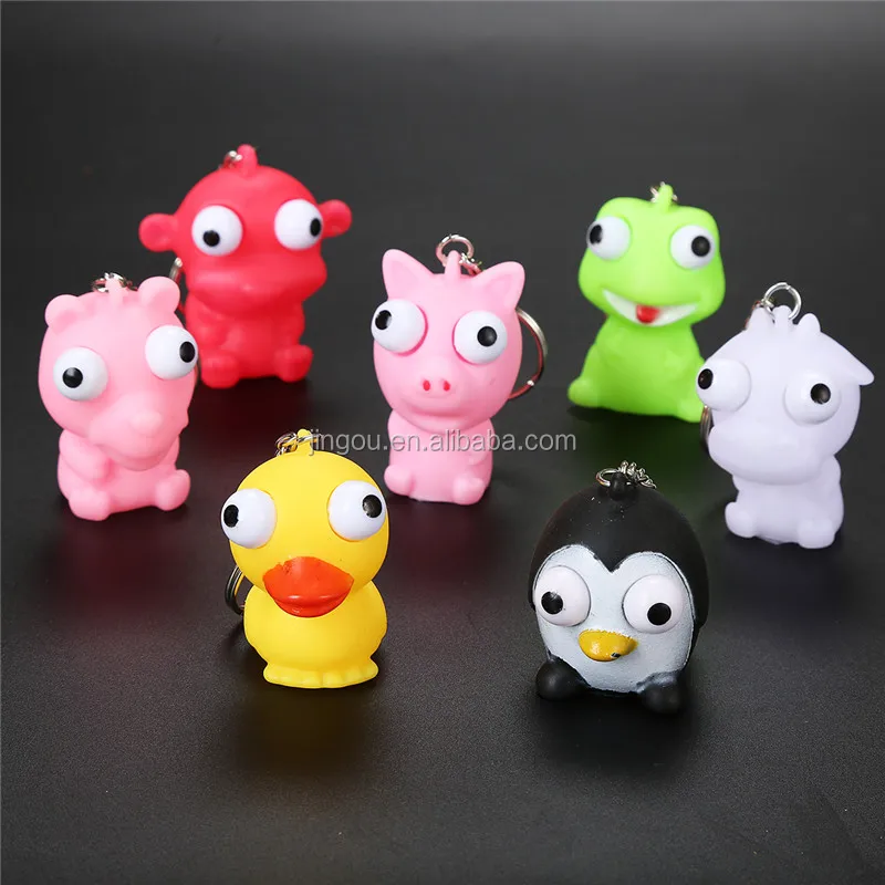 Wholesale Soft Eye Popping Stress Toys Pvc Animal Plastic Key Chain Eye ...