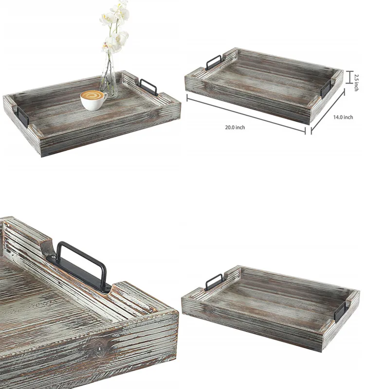 Noble Washed White Wood Tray Home Decor Food Storage Containers ...