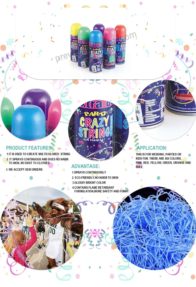 Eco-friendly Silly String Spray for Parties & Festivals