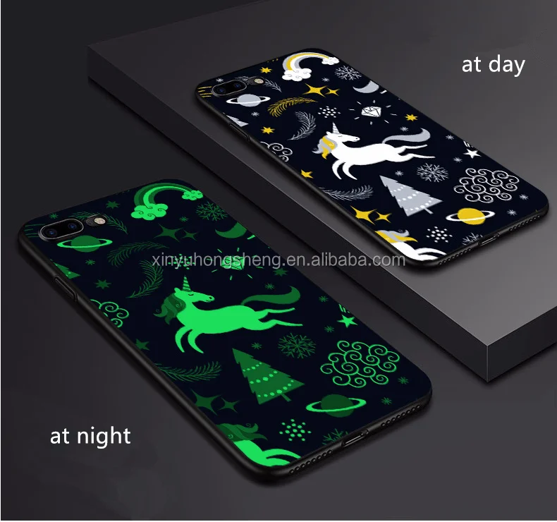 Hot Selling 3D embossed luminous cell phone case with glow in the dark mobile phone case for ...