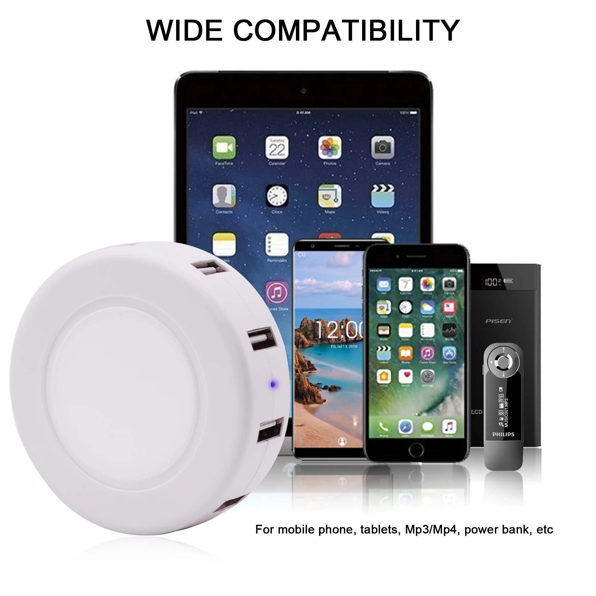 5v 6a Multiple Round 6 Ports Portable Travel Usb Charger With Smart Ic ...