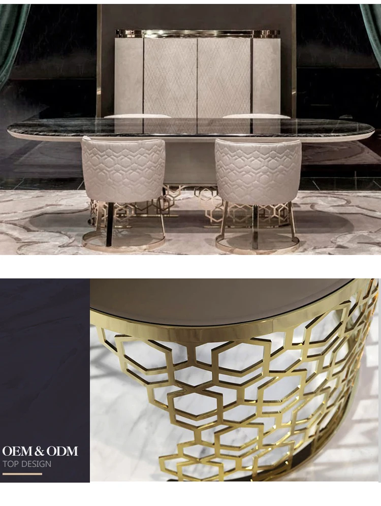 Italian Modern Oval Dining Table Set - Luxury Marble Dining Room Table ...