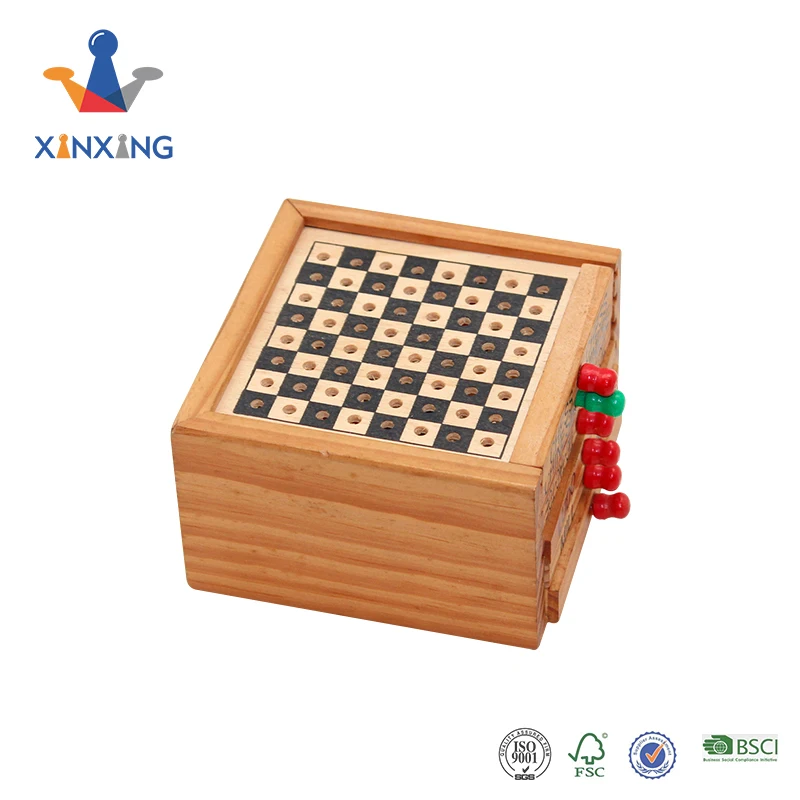 Wooden Mini Board Games Printing 5 In 1 And 7 In 1 Game Box For Travel ...