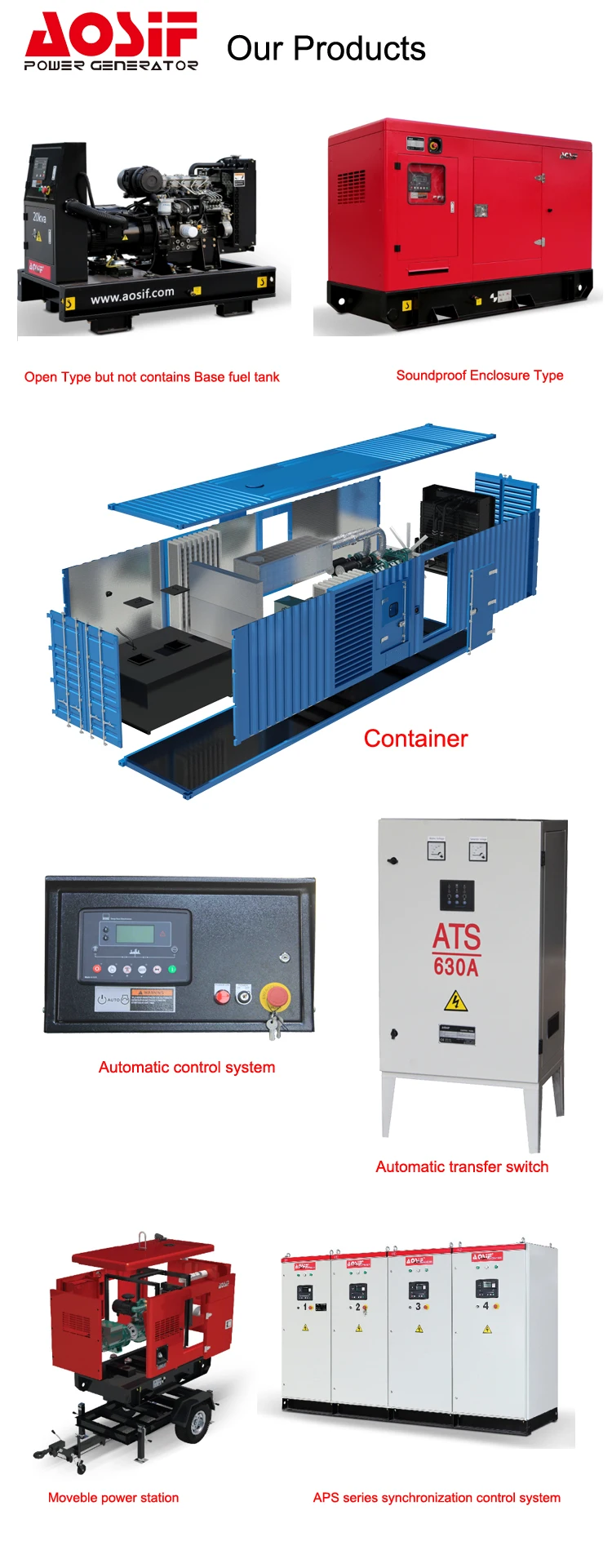 Aosif 5kva~5000kva Diesel Generator Open Silent For Aosif - Buy Diesel ...