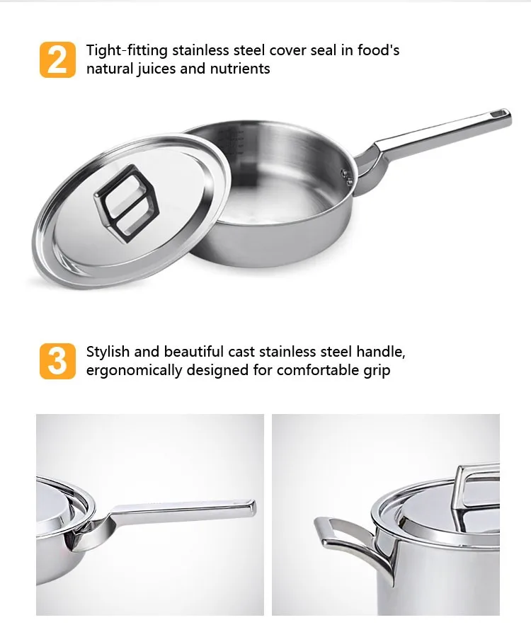 High Quality Elegant 3 Layers 304 Stainless Steel Cooking Pot Triply ...