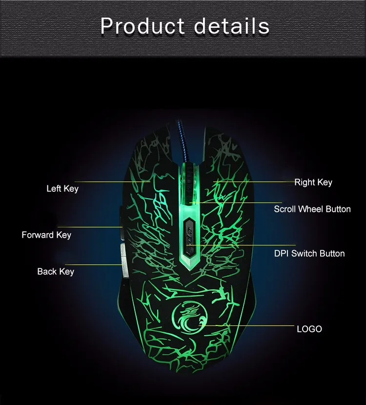 Estone X5 Colorful Led Backlight Usb Wired Optical Gaming Mouse Mice 800-2400dpi 6 Buttons Mouse ...