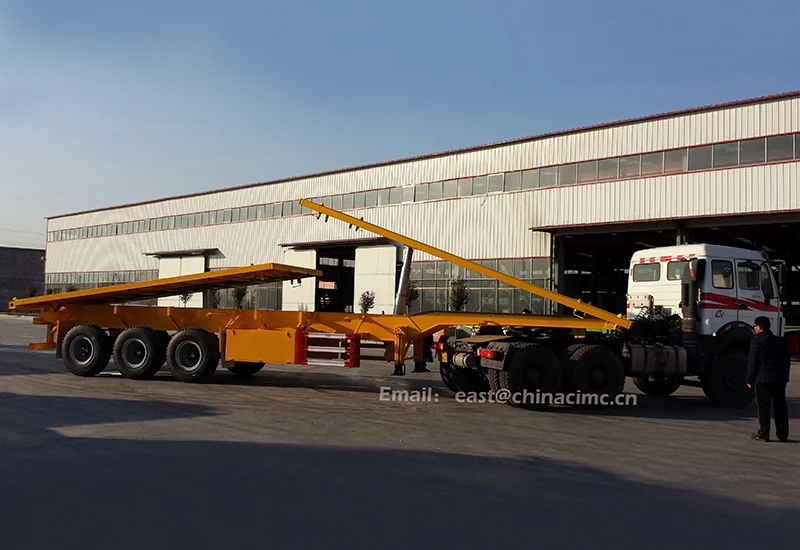 Trailer Flatbed Kontainer Pengangkut 40ft, Platform Semi-Truk Dek Datar ...