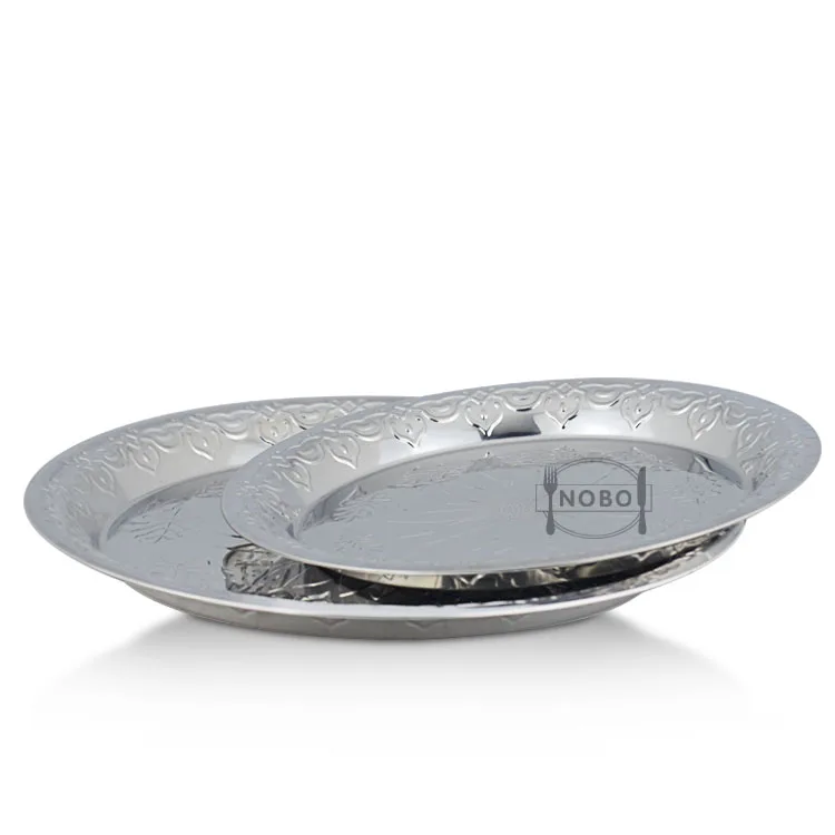 Moroccan Decor Tableware Tea Cocktail Tray Serving Silver Metal Round ...