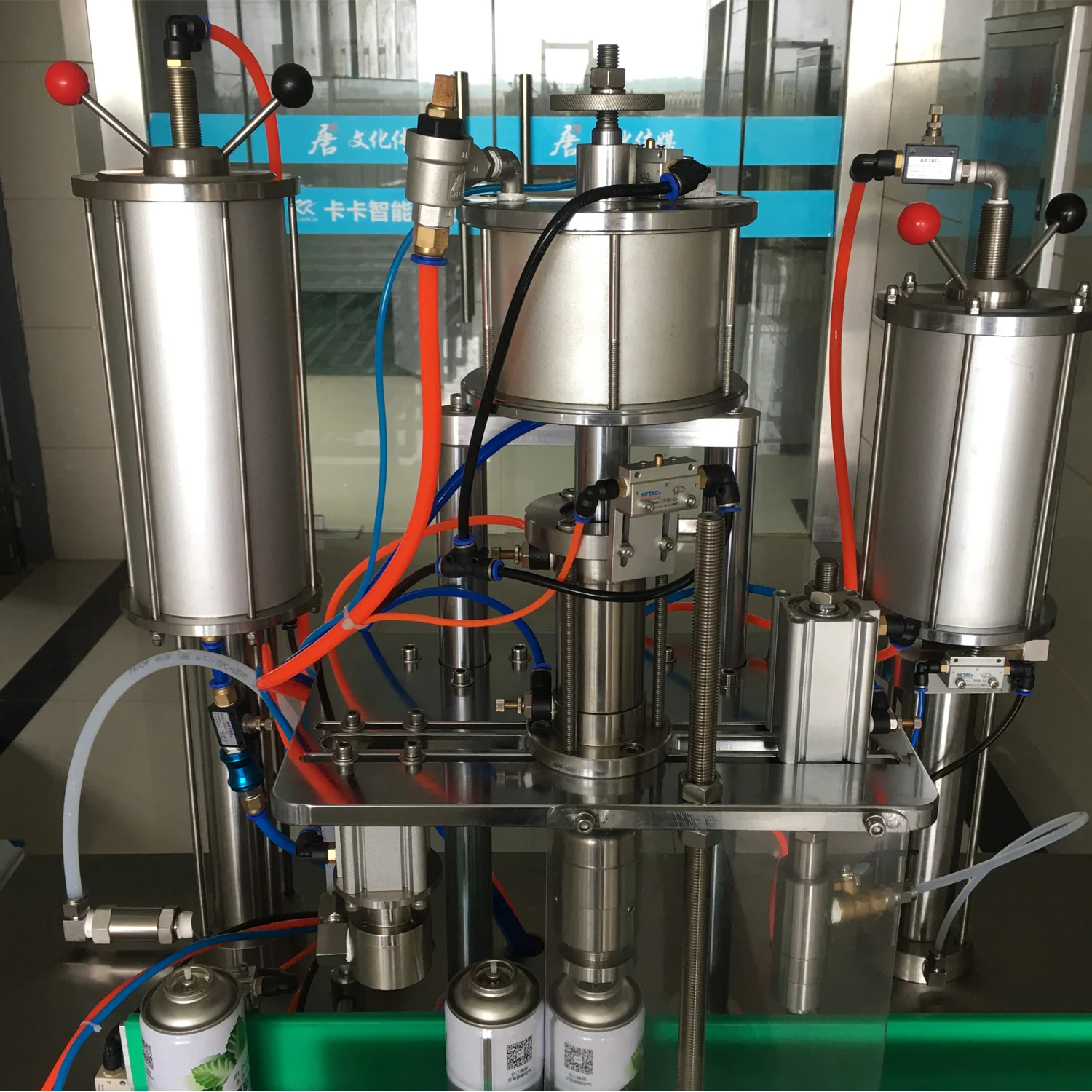 Advanced Semi-automatic Pneumatic 3 In 1 Spray Aerosol Filling Machines ...