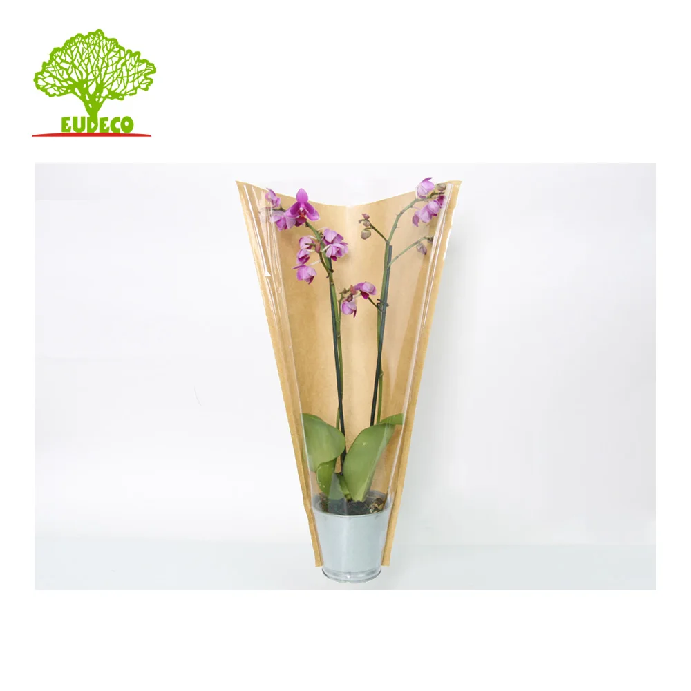 2 Pieces Kraft Flower Sleeve Paper Pot Cover Sleeves Plant Bopp ...