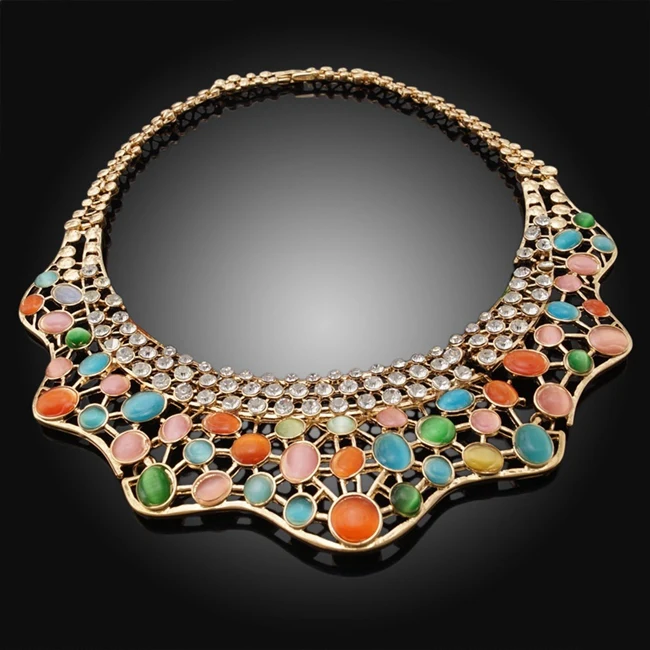Gold Color Geometric Colorful Jewelry Artifical Opal Ladies' Dresses ...