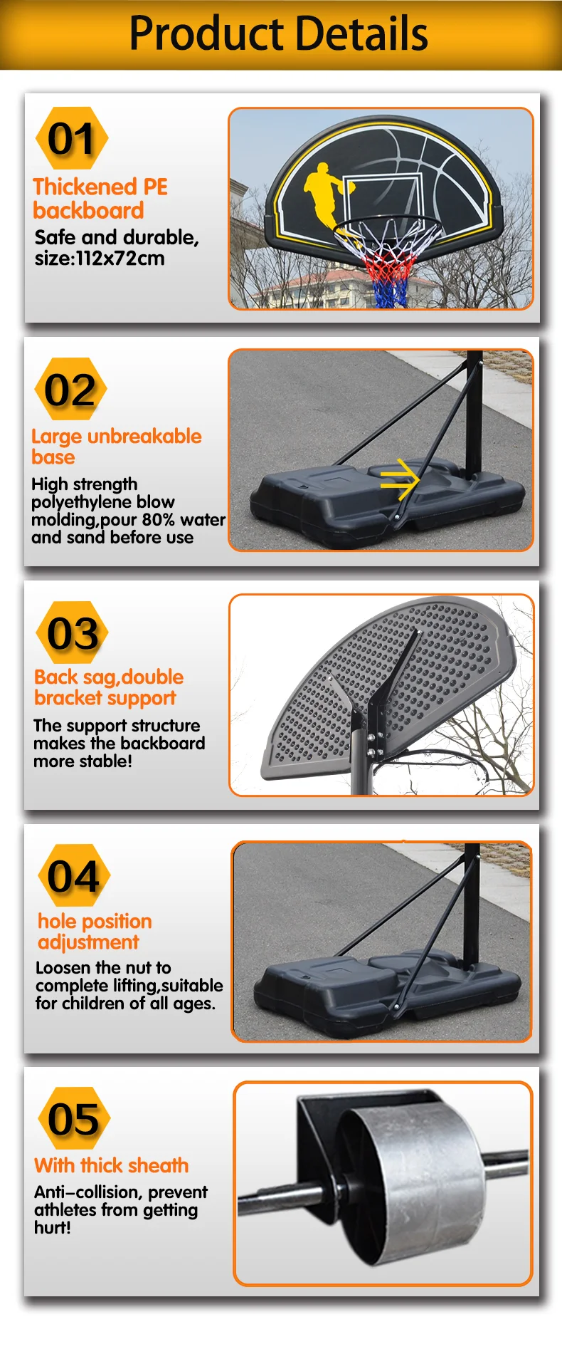 Adult Outdoor Sporting Equipment Portable Basketball Hoop Stand For ...