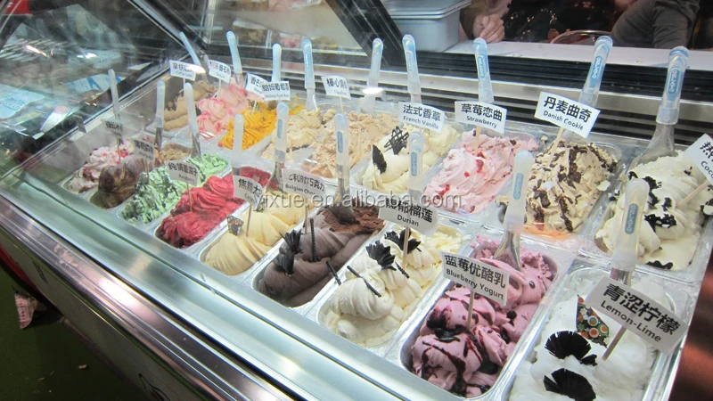 Commercial Curved Glass Ice Cream Refrigerator - Yixue