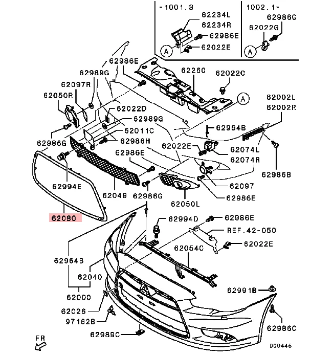 Front Bumper Garnish For Mitsubishi Lancer Sportback Cx3a Cx4a Cx5a ...
