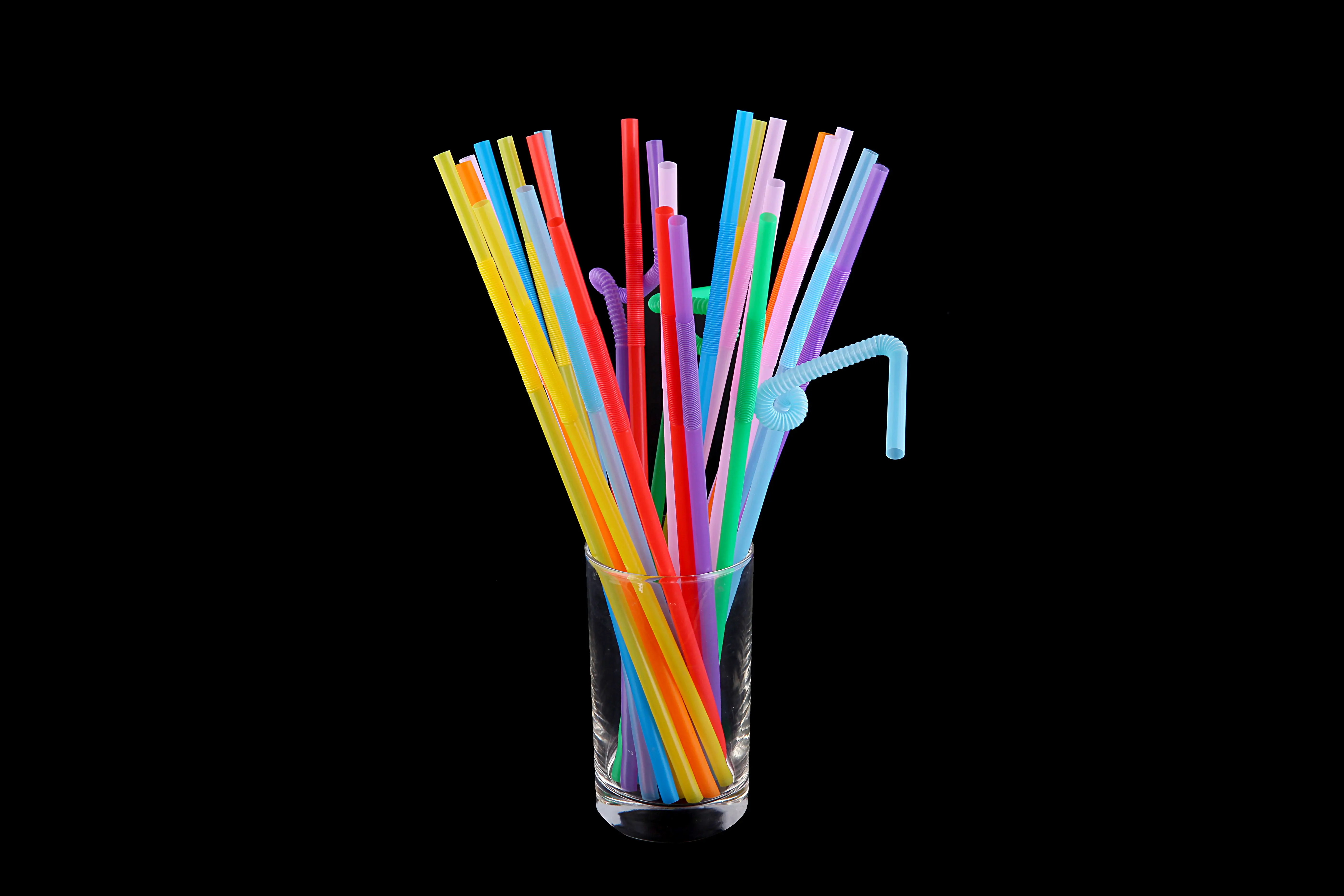 10.23 Inch Flexible Plastic Straws Colorful Disposable Bendy Party ...