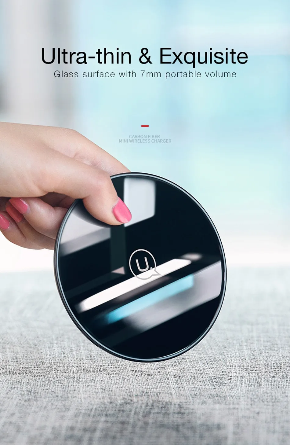 Usams 10w Qi Pc Glass Wireless Charger Fast Charging Pad Stand Holder ...
